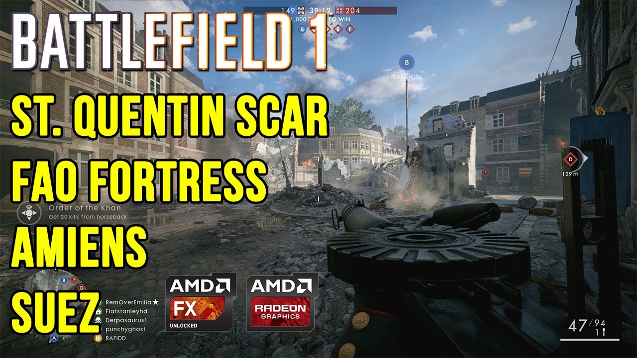 Battlefield 1 : 4 Multiplayer Maps Ultra FPS Test R9 280X FX 8350 - YouTube