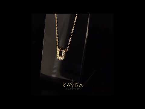 U Harfi Altın Taşlı Kolye BM98