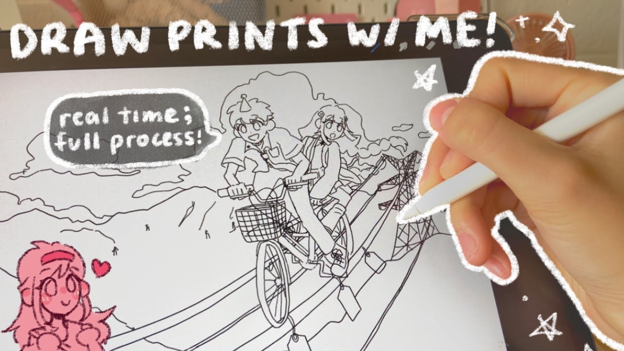 Draw with me! #3 | no talking; real time (lineart full process) 🌅 - YouTube