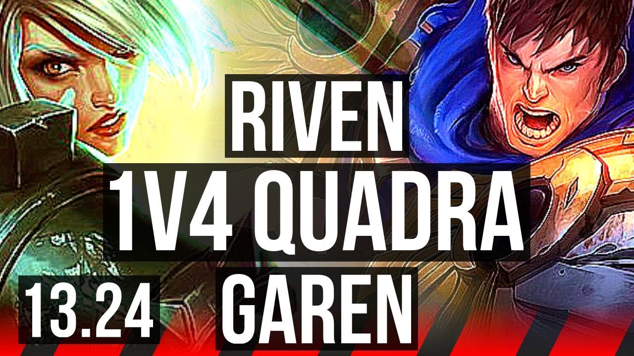 RIVEN vs GAREN (TOP) | 1v4 Quadra, 12 solo kills, 600+ games, 14/3/5 ...
