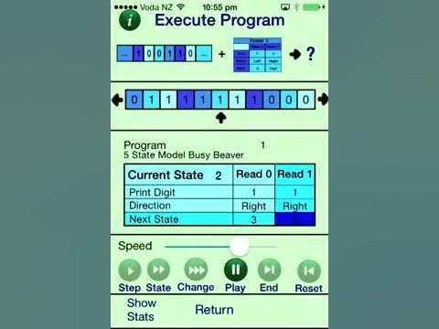 Turing Generator App: 5 State Busy Beaver Demonstration - YouTube