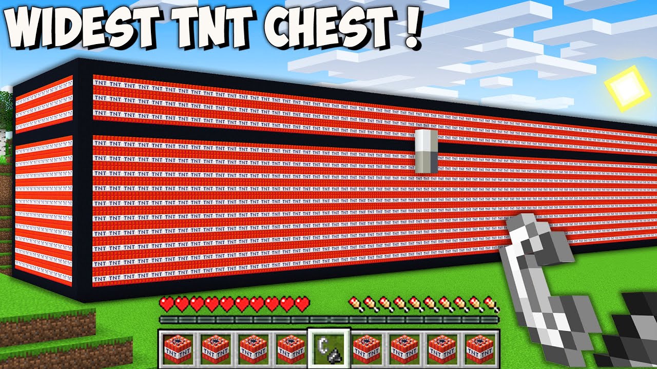 This is THE WIDEST SECRET TNT CHEST in Minecraft! I found THE LONGEST ...