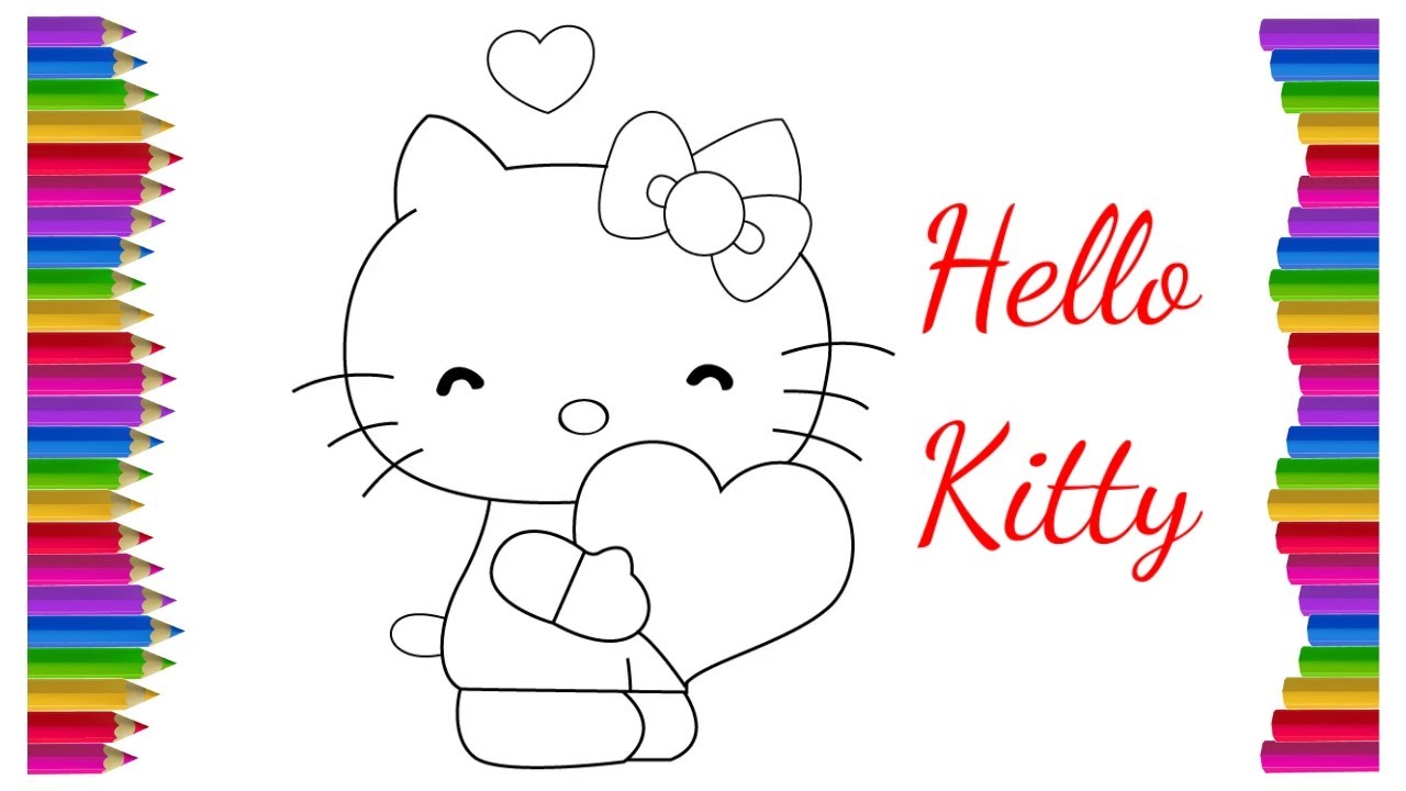 A Cute Hello Kitty 🐱 Drawing Painting Colouring For Kids And Toddlers ...