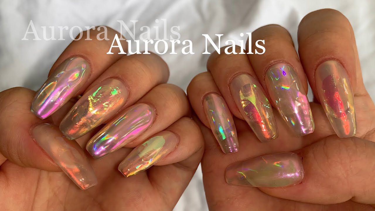 셀프네일eng 얼음네일은 여름에 해야 제맛🧊🤍 여름네일 카누팁연장 오로라네일 Aurora Nails
