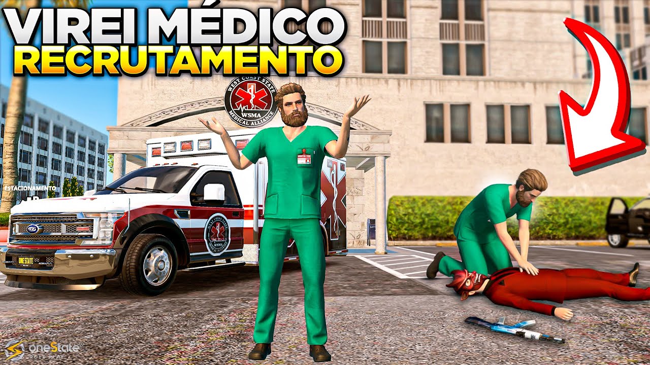 VIREI MÉDICO! REANIMANDO JOGADORES NA CIDADE DO ONE STATE RP - YouTube