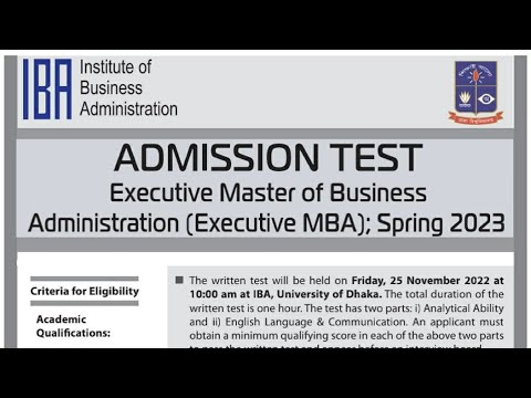 Executive MBA Program | Admission Circular Spring 2023 | IBA DU - YouTube