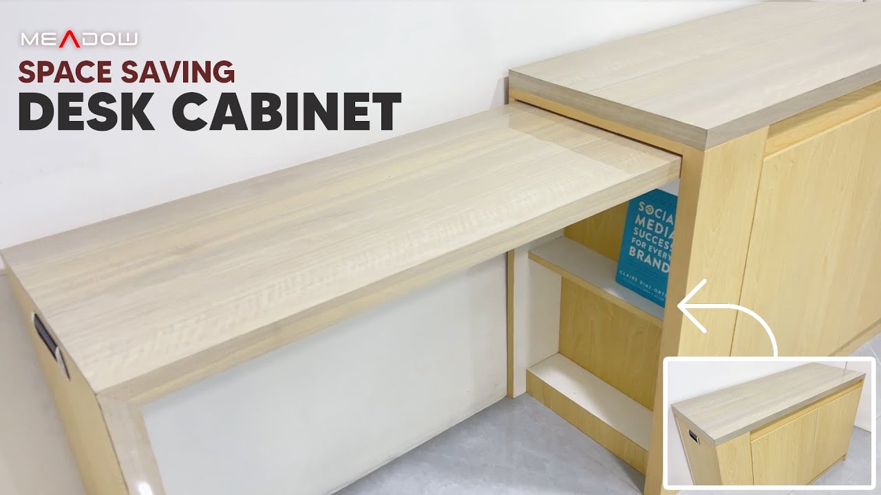 Membuat Meja Tarik // DIY Space Saving Desk Cabinet - YouTube