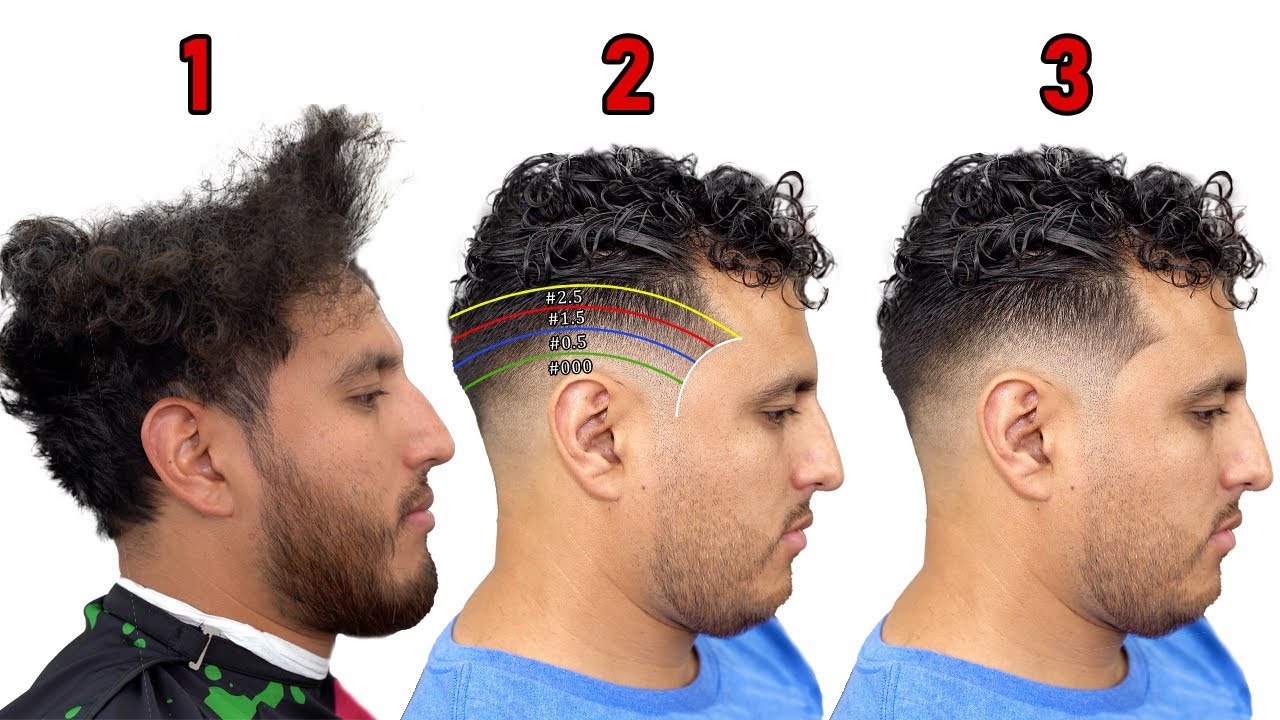 3 Simple Steps To A Blurry Mid-Low Fade | Curly Hair Barber Tutorial ...
