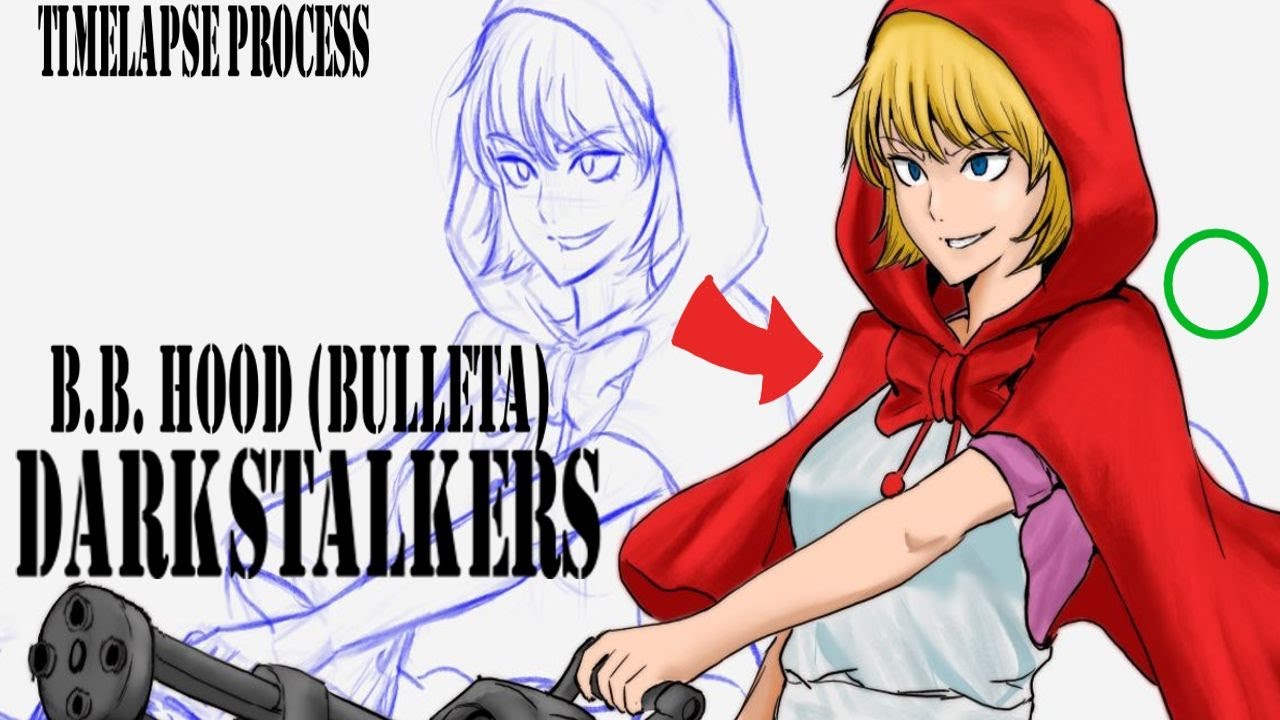 B.B. Hood (Bulleta) - Darkstalkers - Drawing Stream - timelapse - 9-19 ...