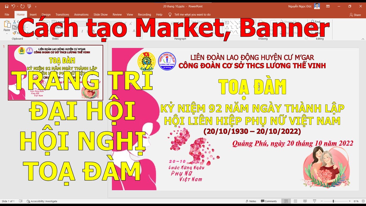 Cách tạo market banner bằng Powerpoint trang trí khánh tiết hội trường ...