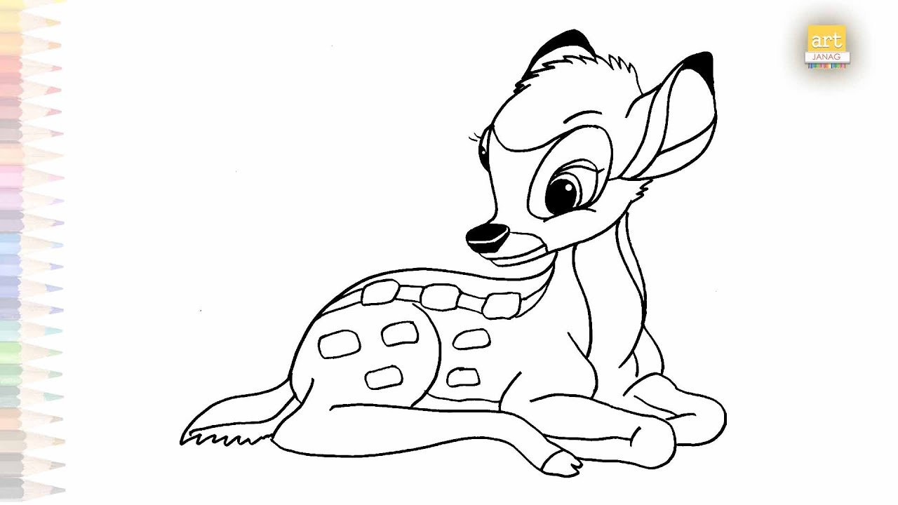 Bambi drawing easy | Cartoon drawings | How to draw A Bambi step by ...