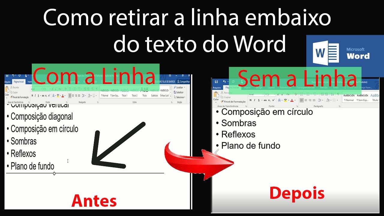 Como remover a linha em baixo do texto do Word. - YouTube