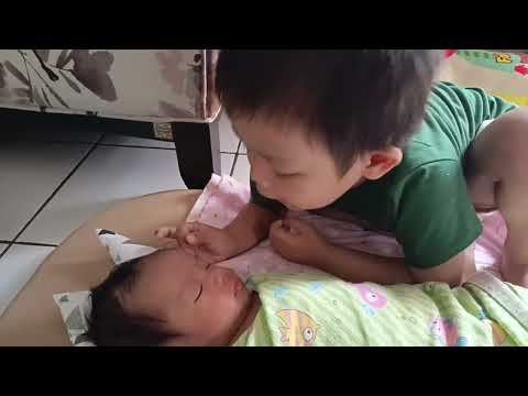 Anak laki-laki mau tawarin adik bayi nyusu