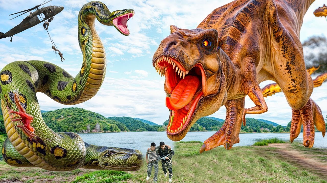 Most Dramatic T-rex Dinosaur Chase | Trex attack | Jurassic Park ...