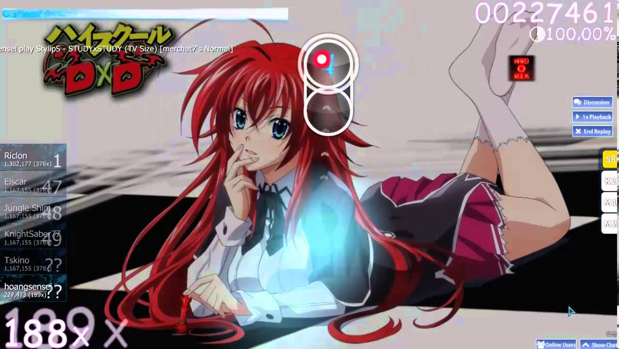 Osu ! High School DxD StudyxStudy Normal [HR] SS - YouTube