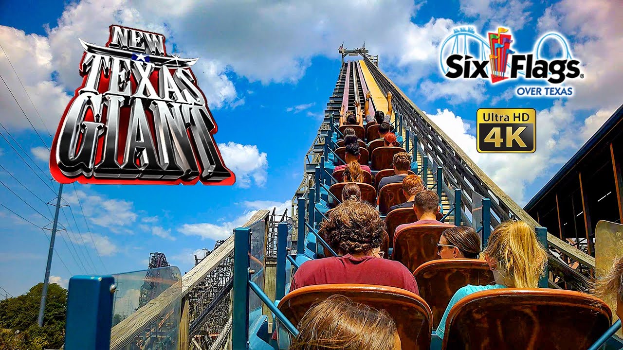 August 2022 New Texas Giant Roller Coaster On Ride Back Seat 4K POV Six ...