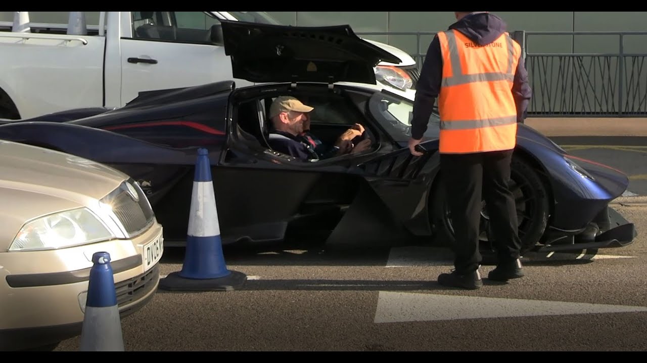 Adrian Newey arrives in style driving his Aston Martin Valkyrie - YouTube