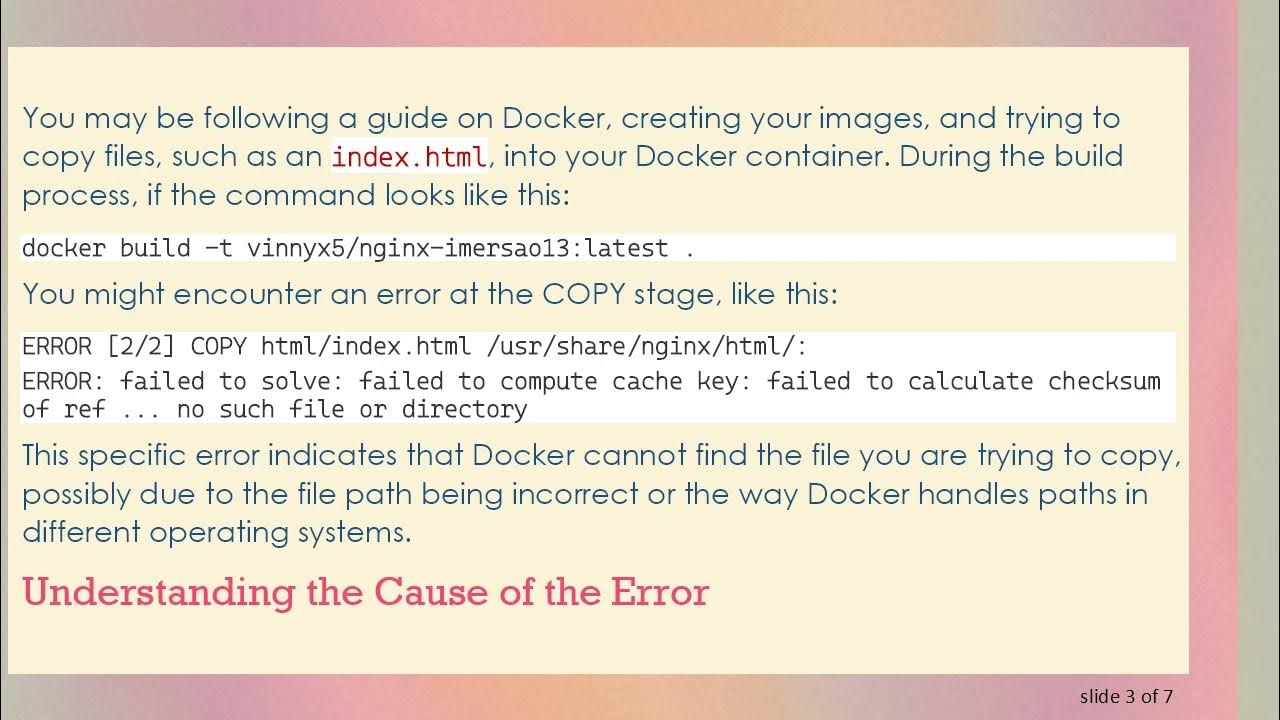 Resolving the ERROR: failed to solve: failed to compute cache key in Docker Builds - YouTube