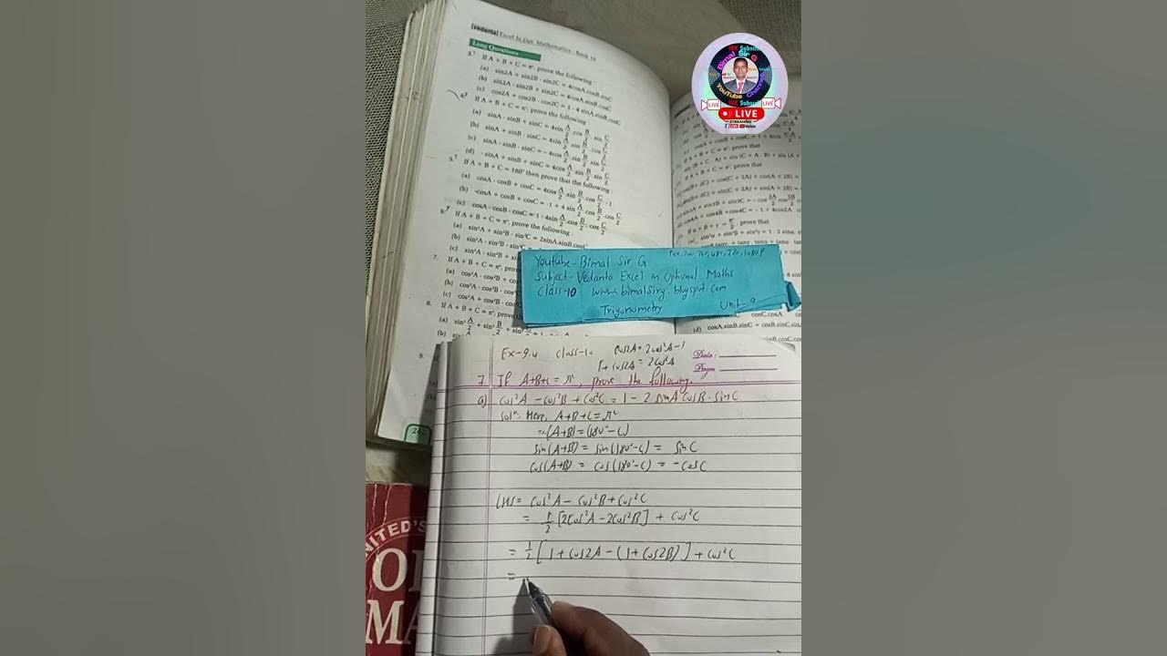 Opt class 10 Ex- 9.4 Q7a) | Trigonometry | Vedanta excel in mathematics class 9 and 10 solution ...