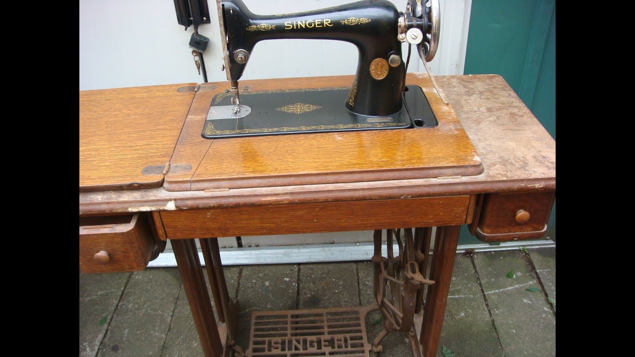 Antique Old Vintage Treadle Table Singer Sewing Machine Model 66K See ...
