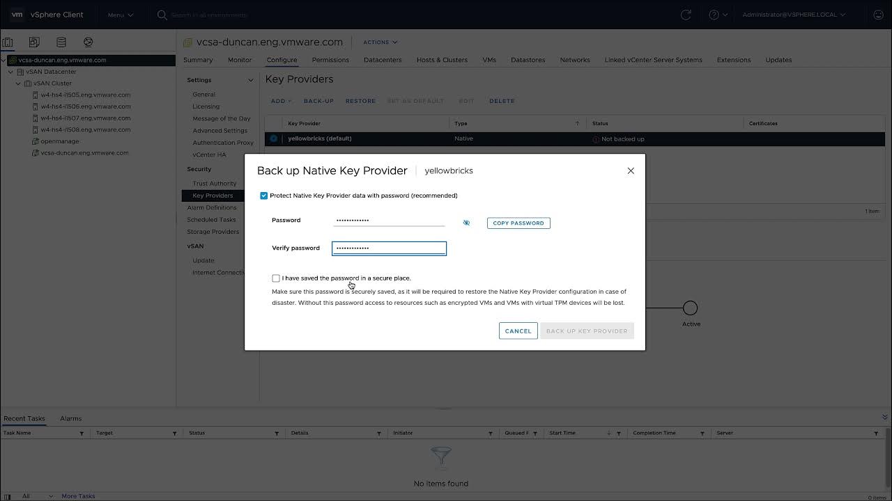 Configuring the vSphere Native Key Provider and vSAN Encryption with ...