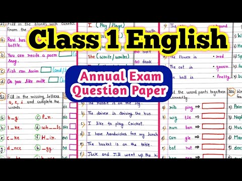 Class 1 English Worksheet| Class 1 English Question Paper| English ...