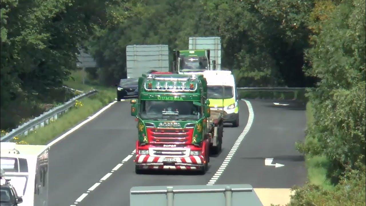 A1(M) motorway SCANIA Super, DAF, Mercedes, VOLVO FH, Renault truck, MAN - truck spotting Full ...