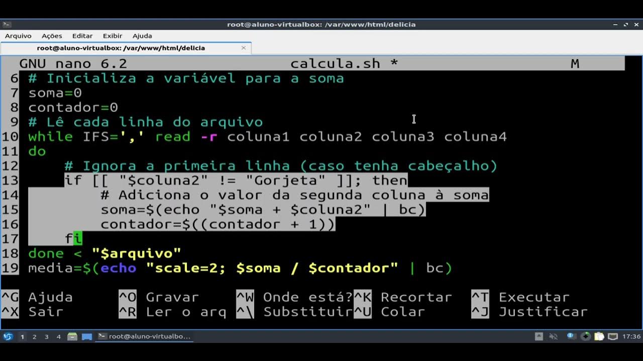 Programa em Shell Linux que calcula soma é média - Fatec Osasco - YouTube