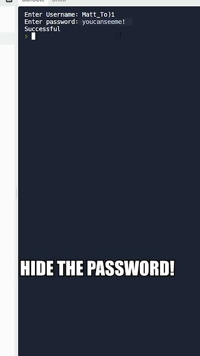 Hide Your Password Using Python Shorts Pythontricks Youtube