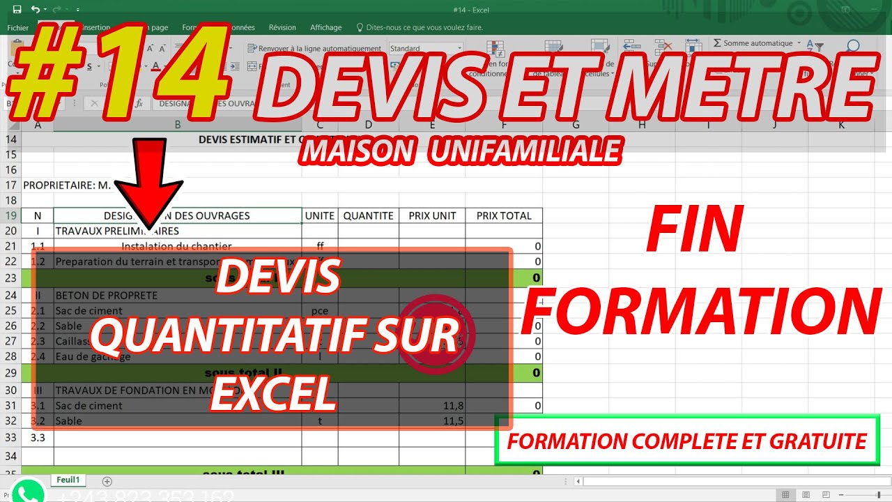 #14 DEVIS ET METRE DEVIS AVEC EXCEL - YouTube