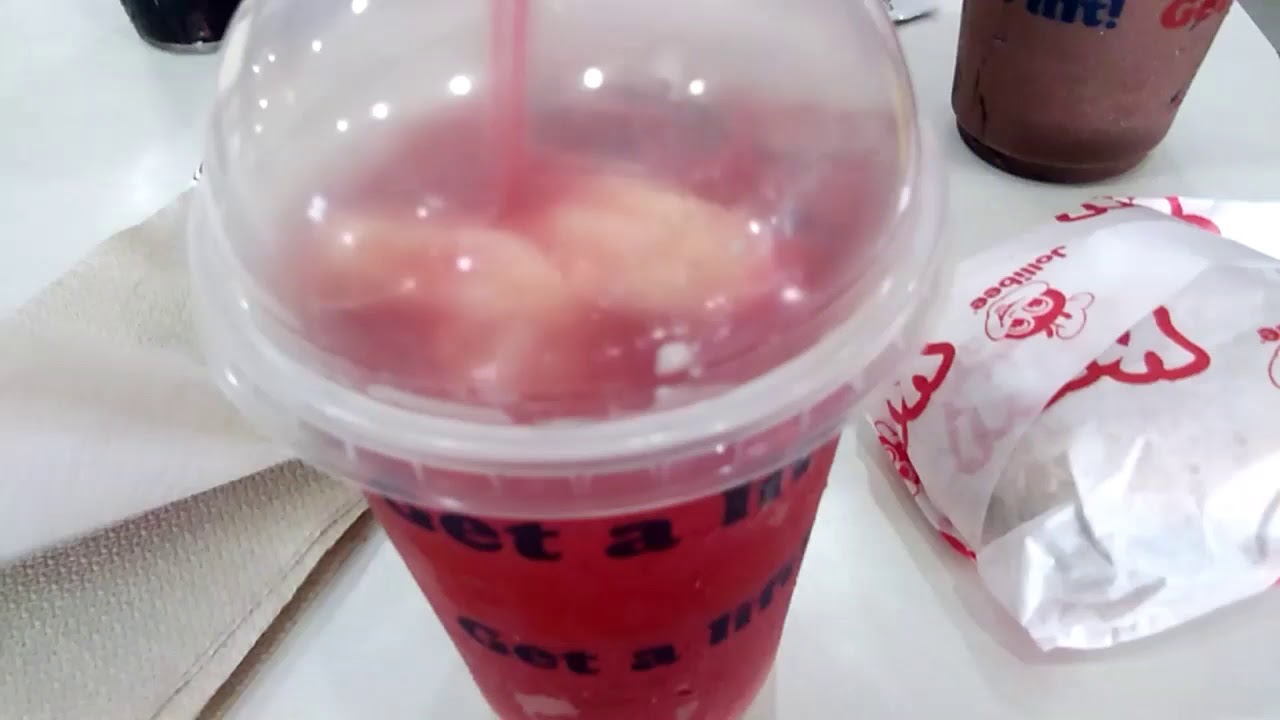 Jollibee Strawberry fries and float - YouTube