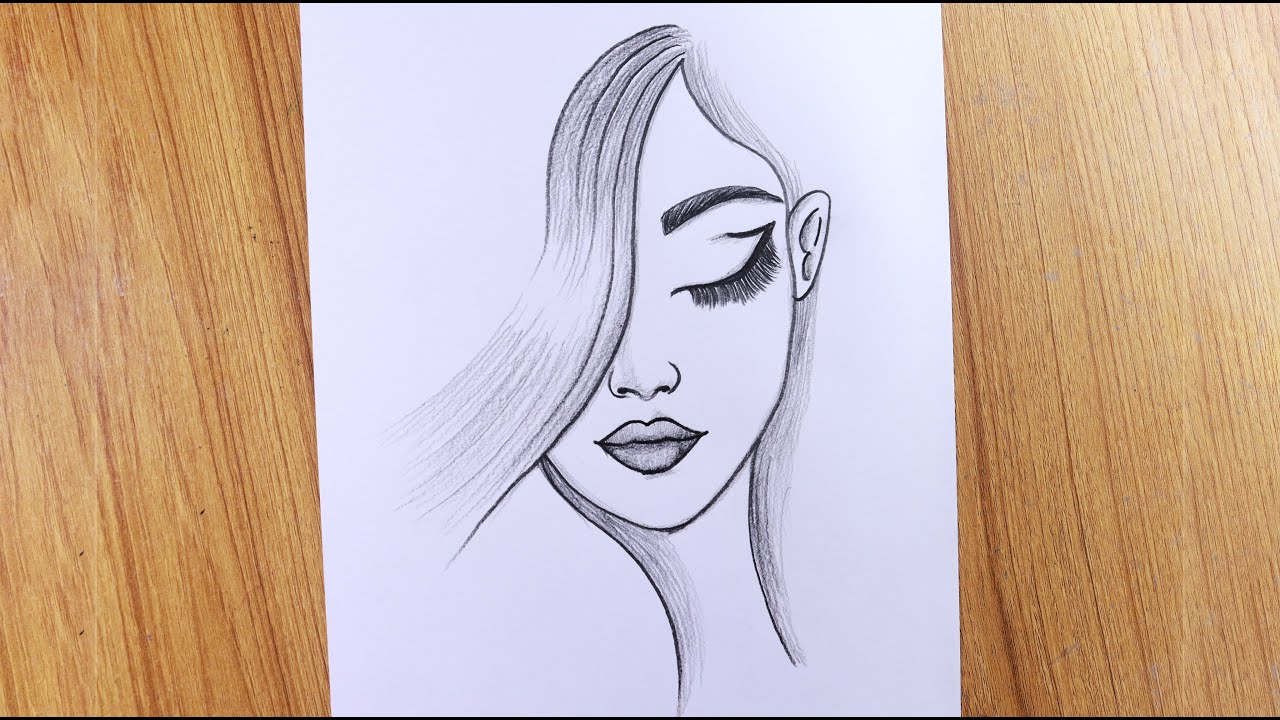 Beginners drawing a girl face easy | Step by step girl face drawing ...