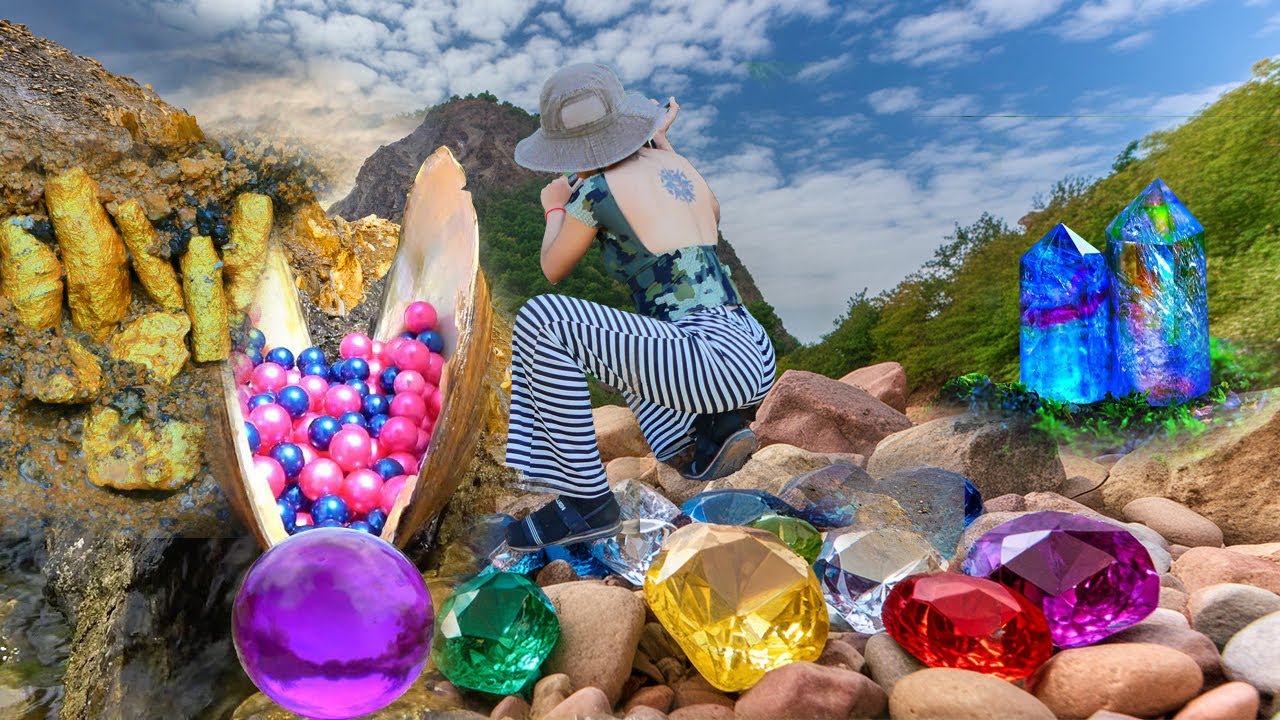 We have found treasures of gold, diamonds, gems in stones with crystals ...