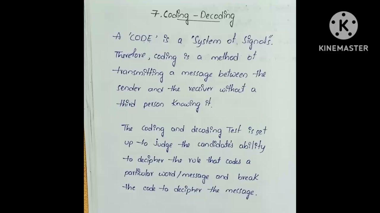 CODING DECODING OF NMMS - YouTube