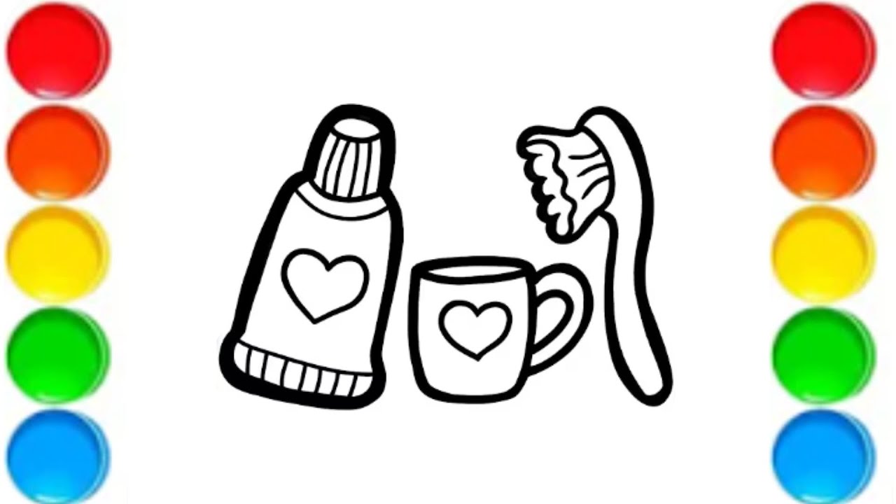 How to Draw Toothpaste and Brush | Step by Step Drawing, Coloring ...
