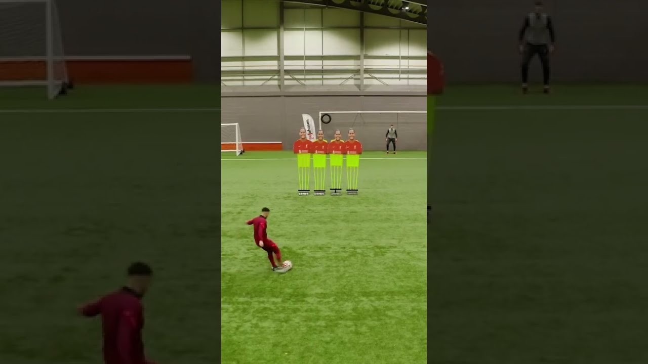 PRECISION FREEKICK OVER VIRGIL VAN DIJK WALL 🎯 *Jump Height* #Shorts ...