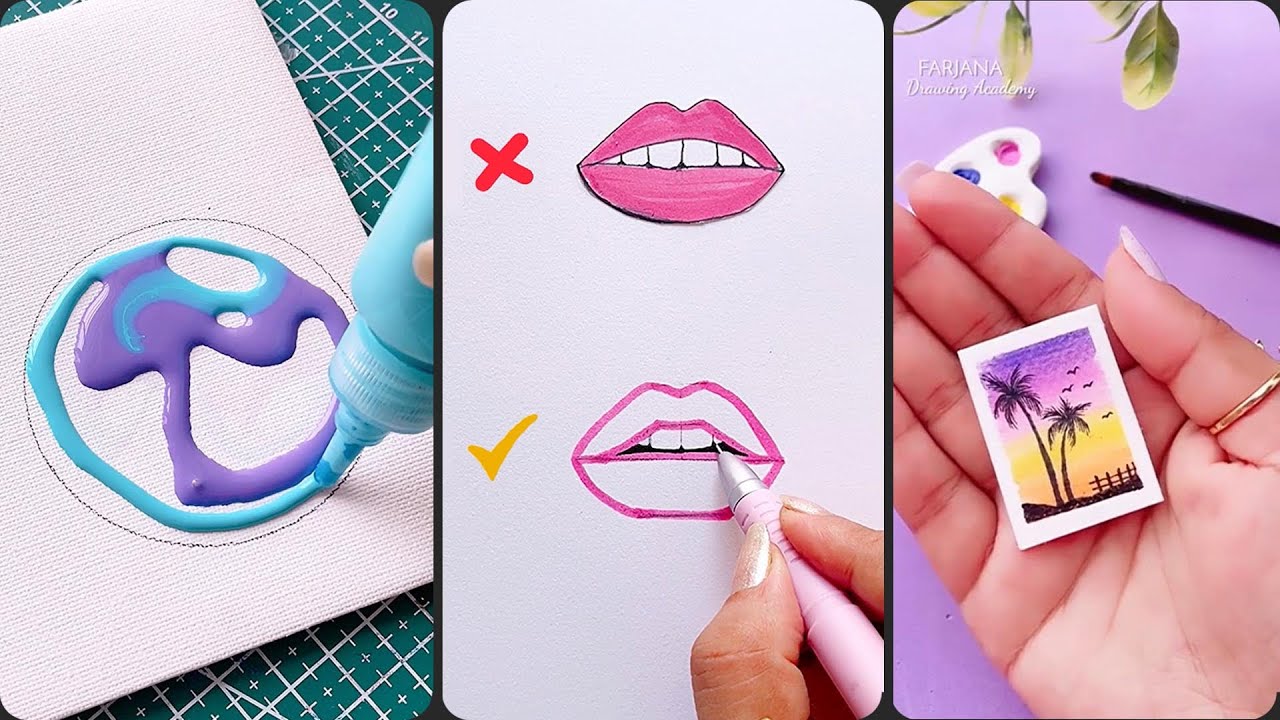 18 ART HACKS and PAINTING TECHNIQUES For Beginners || Easy Painting ...