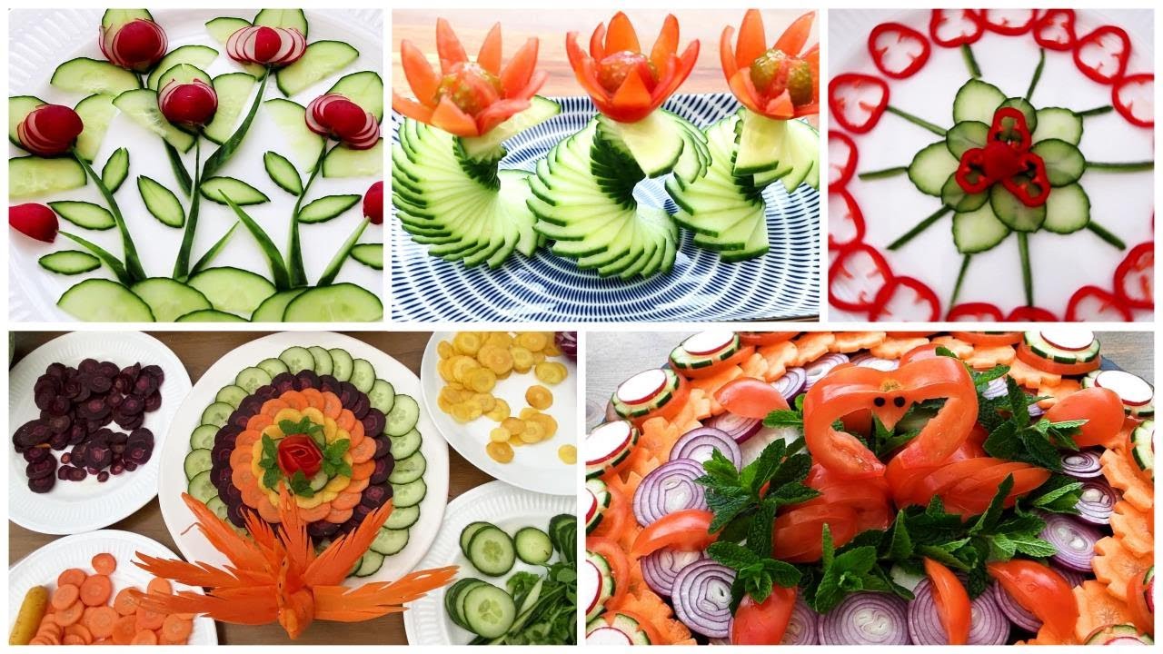 10 Handmade Salad decoration | Fruit & Vegetable Carving design ideas ...