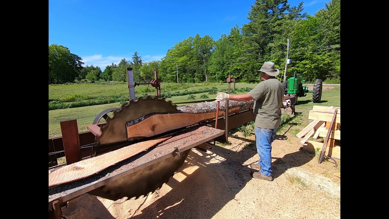sawing a couple of pine logs on the m 14 belsaw 6-2-2020 - YouTube