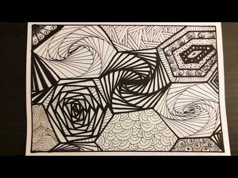 Karakalem çalışmaları / kolay çizgi çalışması / çizgi illüzyonu / günlük sanat terapisi / op art /