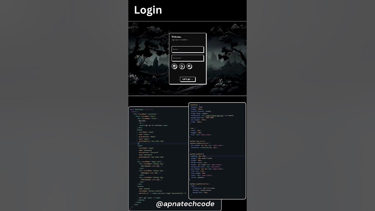 Login Html Css Javascript Reactjs Frontend Html React Shorts Viralvideo Trading