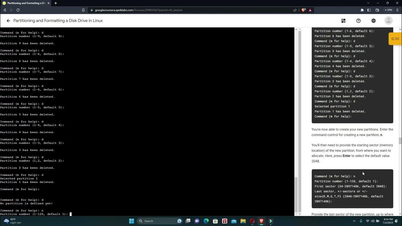 [100% Solved] Partitioning and Formatting a Disk Drive in Linux by Coursera - YouTube