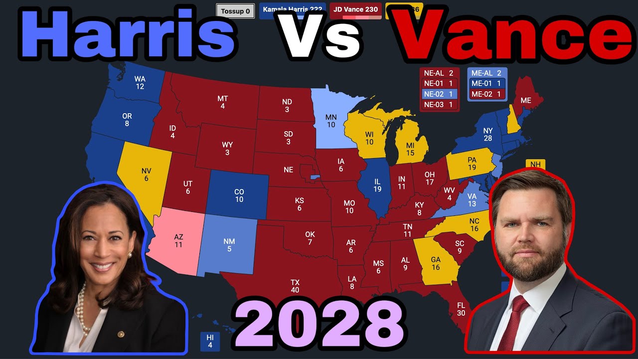 JD Vance Vs Kamala Harris | 2028 Election Prediction (January 2025 ...