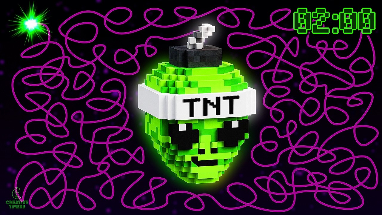 2 MINUTE Timer - MINECRAFT TNT ALIEN BOMB 👽 🧨 Classroom Countdown with ...