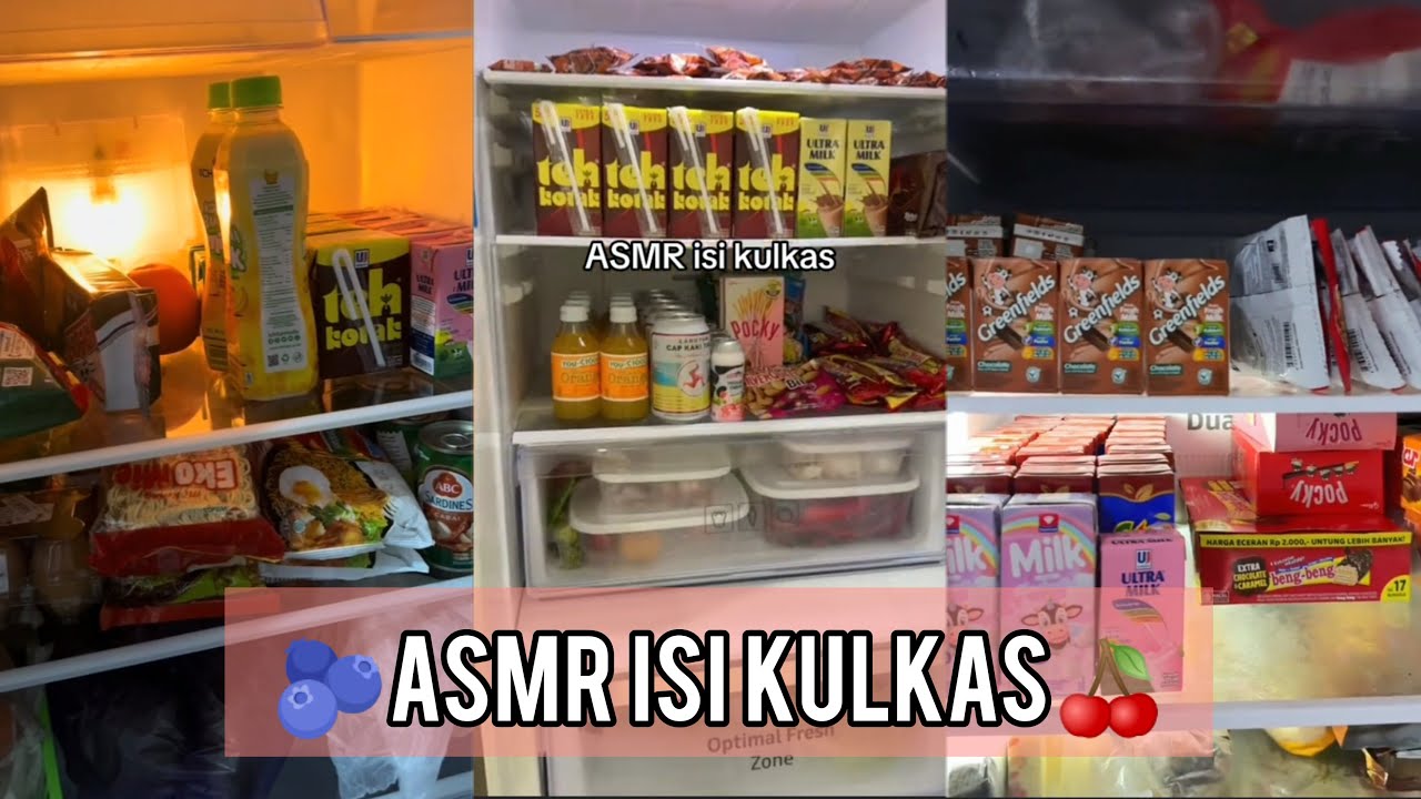 ASMR Restock and Refill Isi Kulkas | part 67 🍒🍑 - YouTube