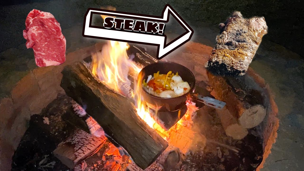 Camping & Cooking Steak on the Coals! - YouTube