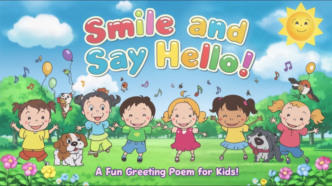 🌟Smile and Say Hello! Learn greeting together with fun 🎈😊 #kidspoem #babyvideos #nurseryrhymes # ...