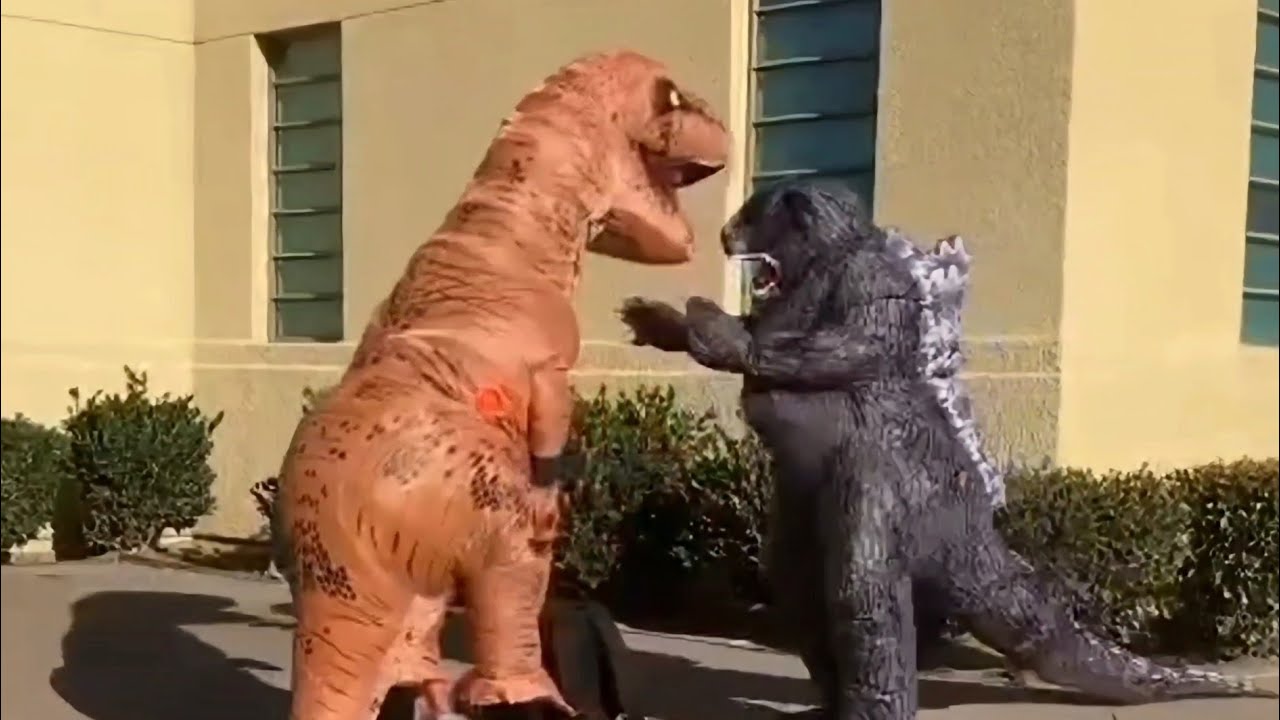 Godzilla vs. T-Rex Rematch (At School) Halloween Special - YouTube