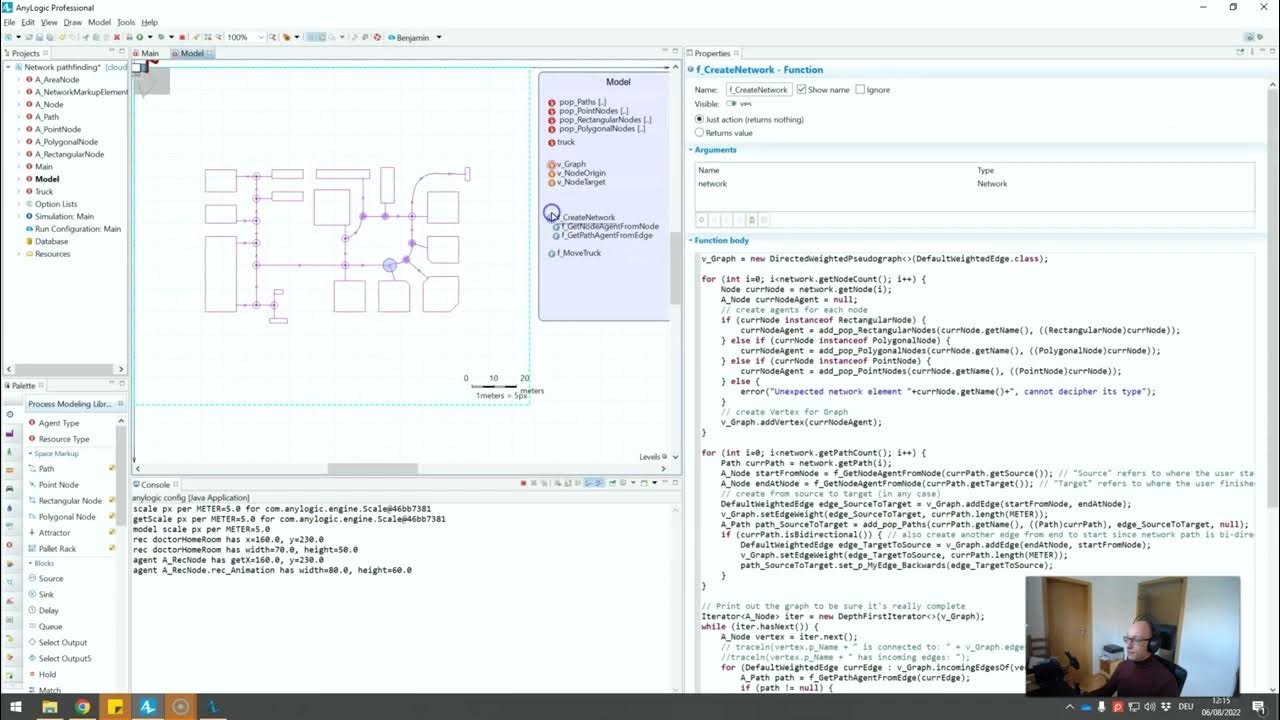 Agent-based AnyLogic networks - Part 4: JGraphT library for path-finding - YouTube