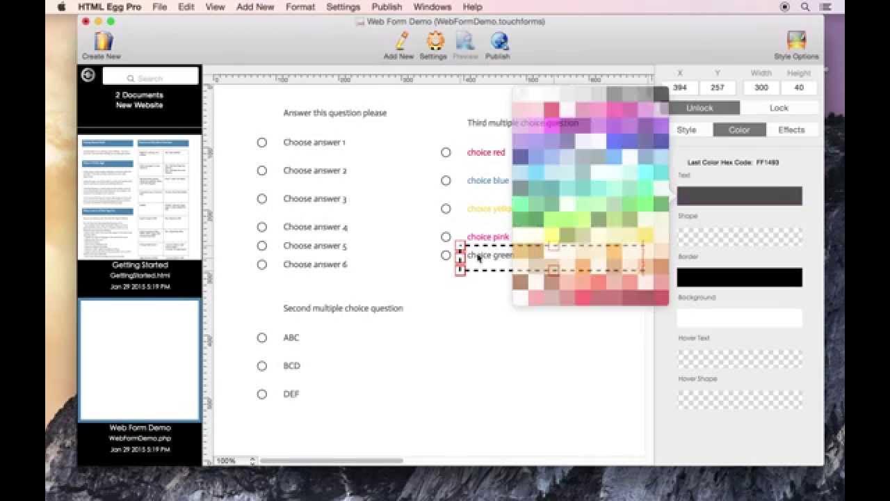 Add multiple choice question to web form using HTML Egg Pro for Mac ...